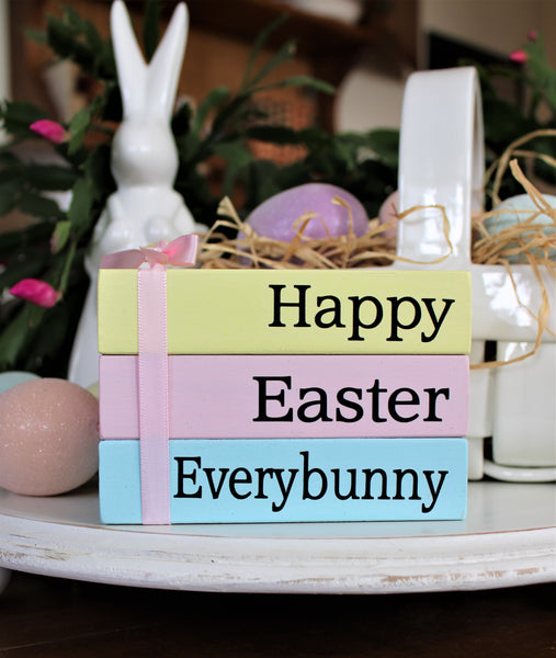 Happy Easter EveryBunny Block Stack Set of 3 for Easter Faux Book Stack – Country Workshop
