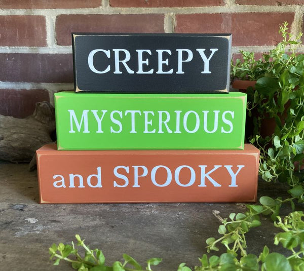 Creepy Mysterious and Spooky Blocks Sign Halloween Decor – Country Workshop