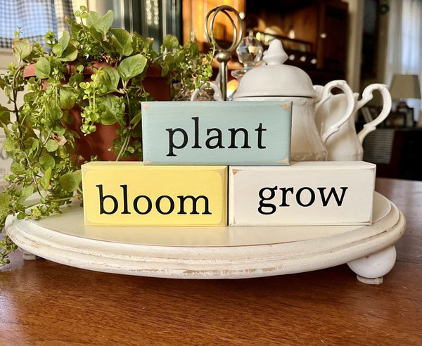 Plant Grow Bloom Mini Blocks Tiered Tray Decor Gardener Spring Summer ...