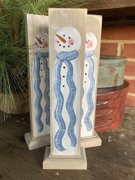 Skinny Snowman Hand Painted Wood Standing Snowmanon a Base – Country ...