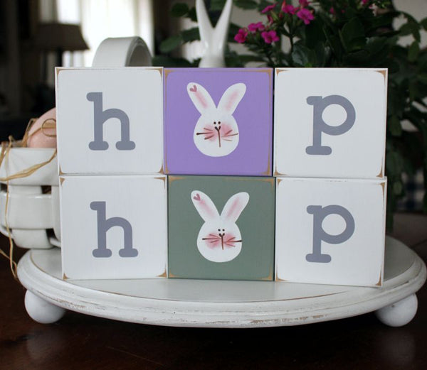 Easter Bunny HOP Set of 3 stacking blocks Spring Decor – Country Workshop
